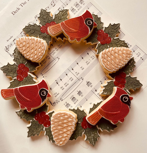 Red Cardinal Wreath Fondant Cookie Stamp and Cutter Bundle | Vintage ...