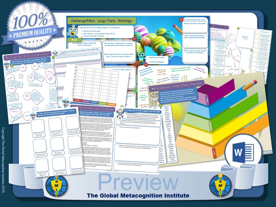 Metacognition Student Reflection Worksheets (A3) [x5] | Metacognition