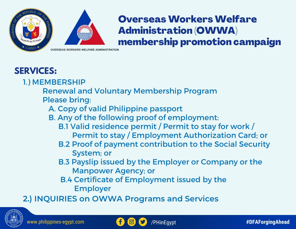 Overseas Workers Welfare Administration (OWWA) will conduct a ...