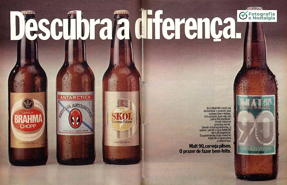 Propaganda "Descubra a diferença", 1984, Cerveja Malt 90, Brahma, Brasil