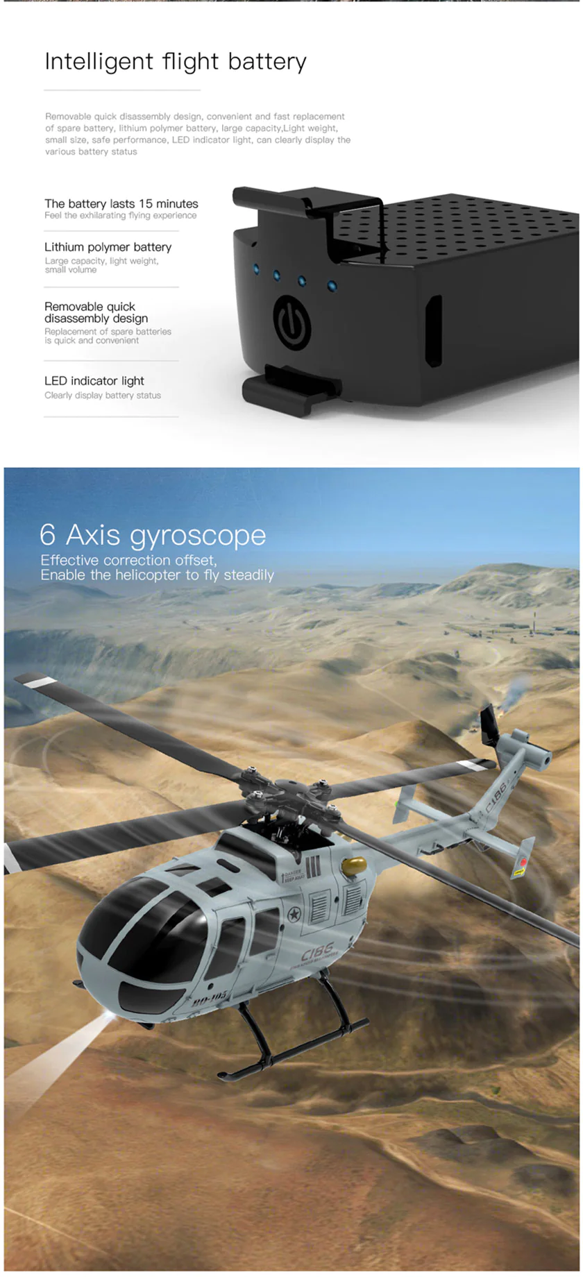 RC Era C186 Pro, 4CH RC Helicopter w/ Aileronless Design and 6-Axis ...