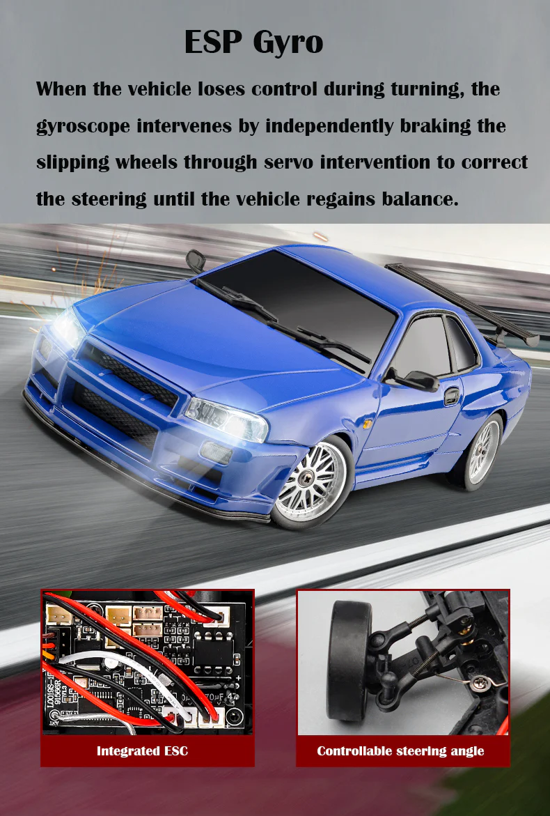 LDRC LD1899 GTR R34 1/18 Scale High Speed RWD RC Drift Car RTR- India | Bharat Hobby