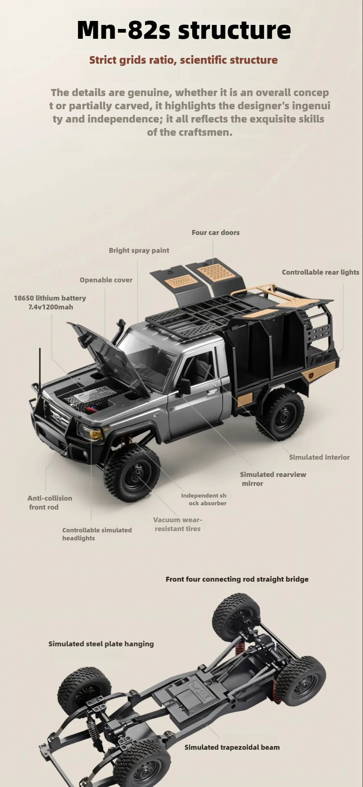 MNRC MN82S RC Car 1/12 Scale 2.4G 4WD For Toyota LC79 Off-Road Vehicle ...