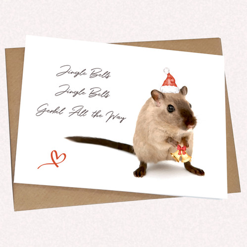 Christmas Card for Gerbil Lovers - "Gerbil All the Way" | Nature's Goodies