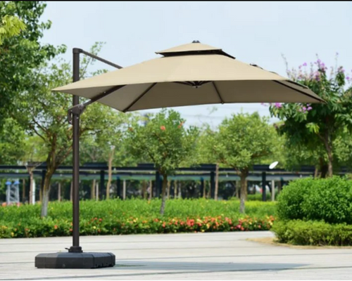 360 Degree Rotating side pole square umbrella with water base | Invezo