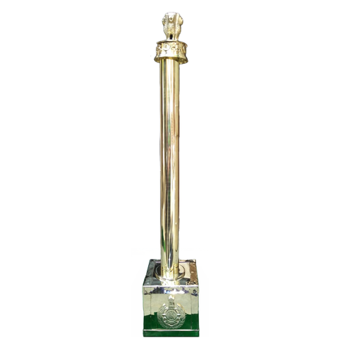 brass saluting base pole with logo