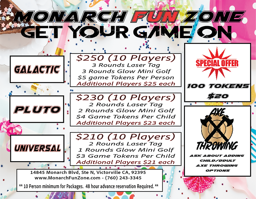 Birthday Parties | Monarch Fun Zone | Victorville