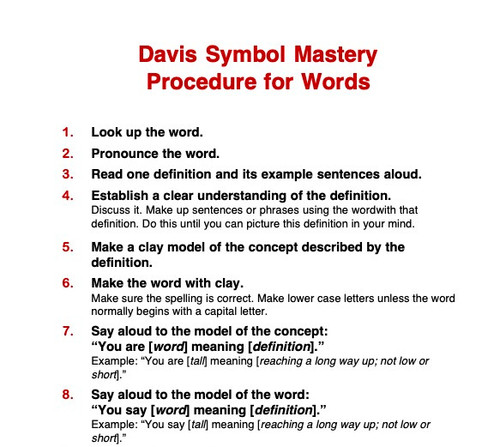 Laminated Symbol Mastery Steps sheet | Davis Learning Fdtn