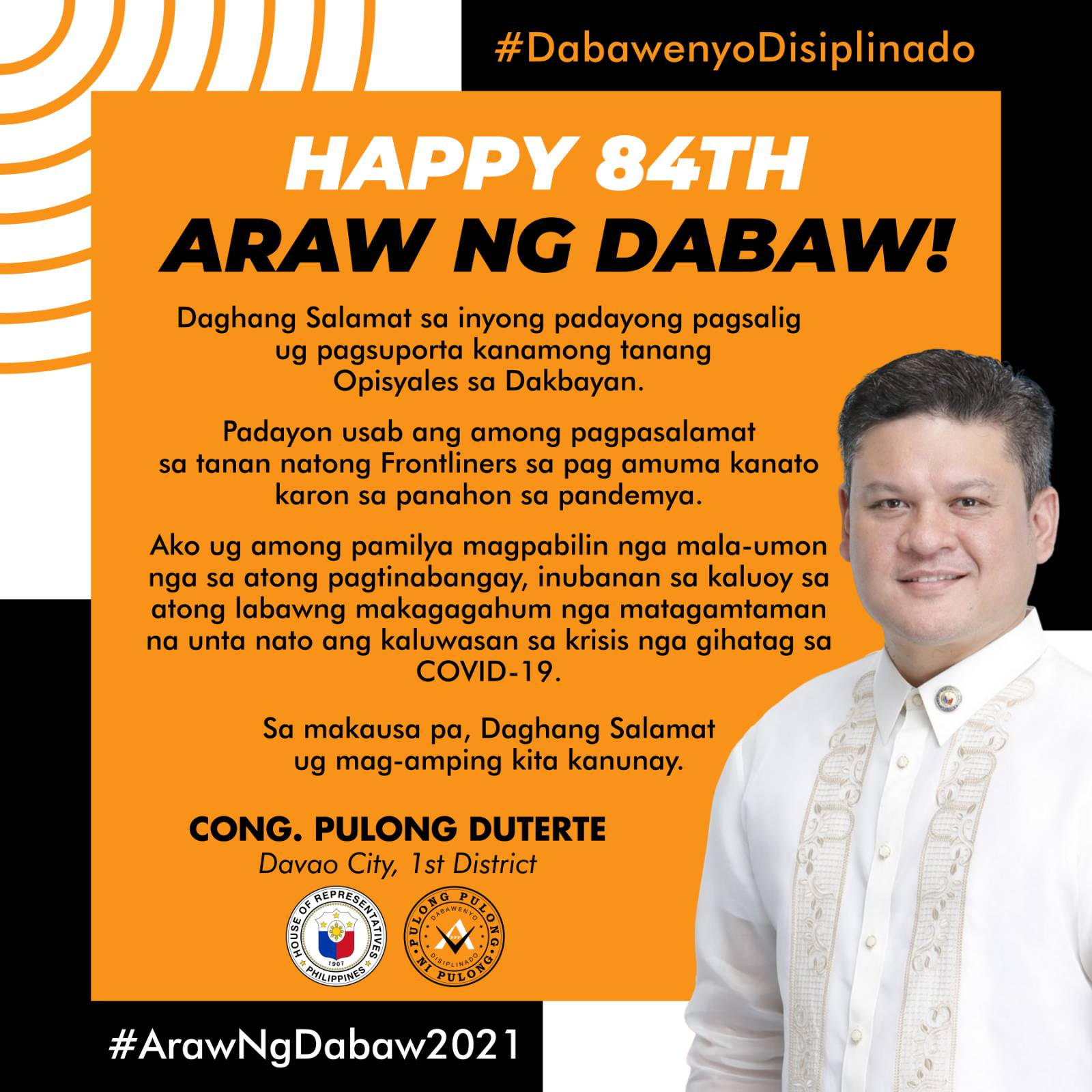 84th Araw ng Dabaw Message