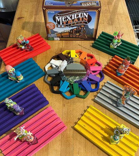 Colorful Custom Painted Domino Racks ( set of 8) | Mexican Train Depot