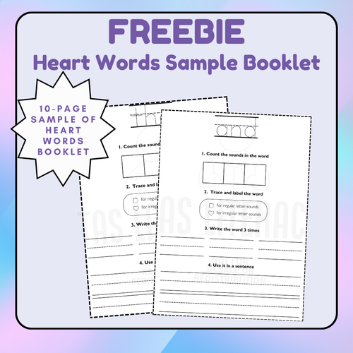 FREE SAMPLE of Sight (Heart) Words Booklet | TAS Literacy