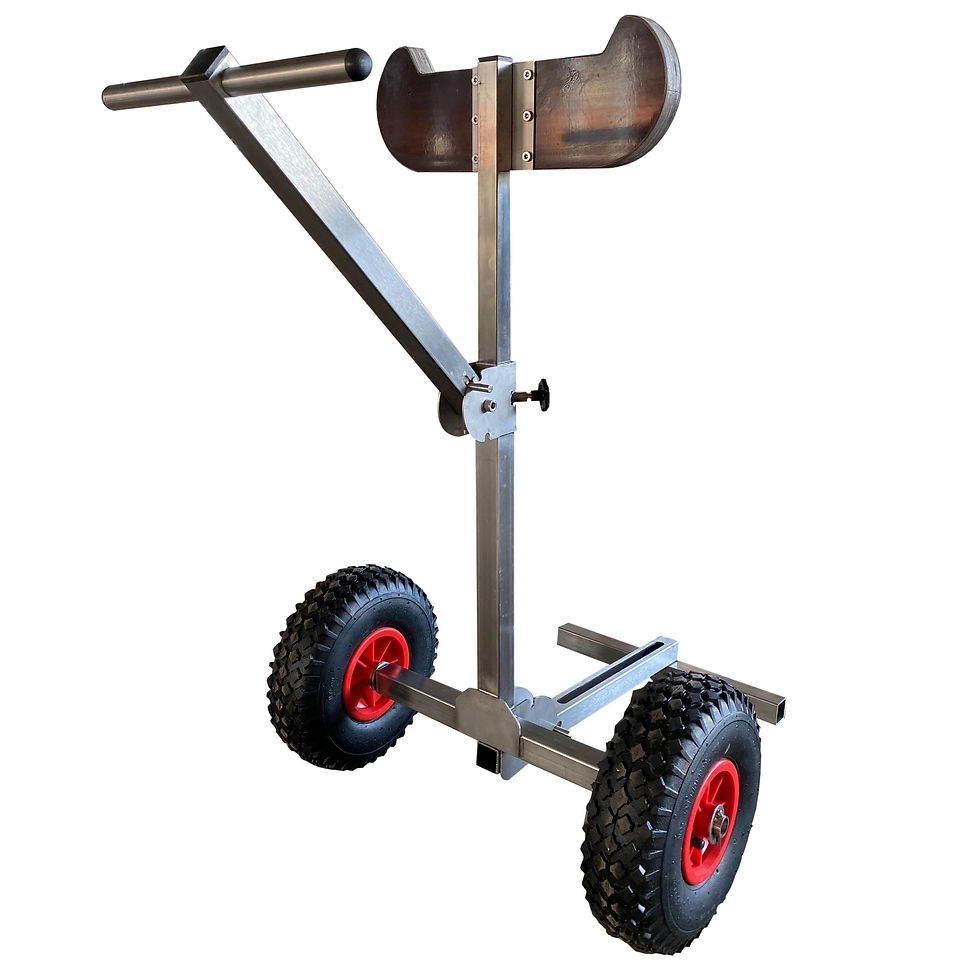 Foldable launching wheels for inflatable boat with transom