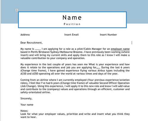 Airline Cover Letter | Easy Aviation Theory