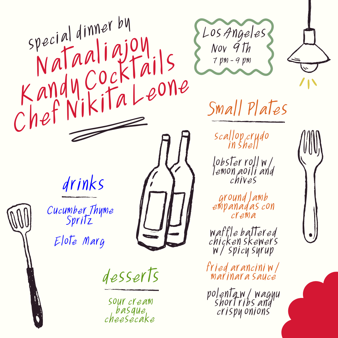 Private Dinner with Chef Nati, Chef Nikita Leone, Kandy Cocktail ...