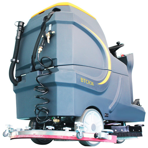36" 45 Gal Ride-On Industrial Floor Scrubber with 4 *200 Ah Batteries ...