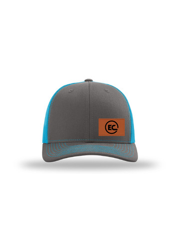 Charcoal/Neon Blue Trucker Hat | Custom Apparel