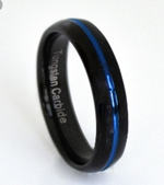 RT-07 BLACK THIN BLUE LINE TUNGSTEN RING | aholisticsolution