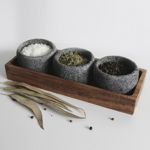 Volcanic Stone Pinch Pot Set. Condiment Bowls. Set of 3. | Craftruly