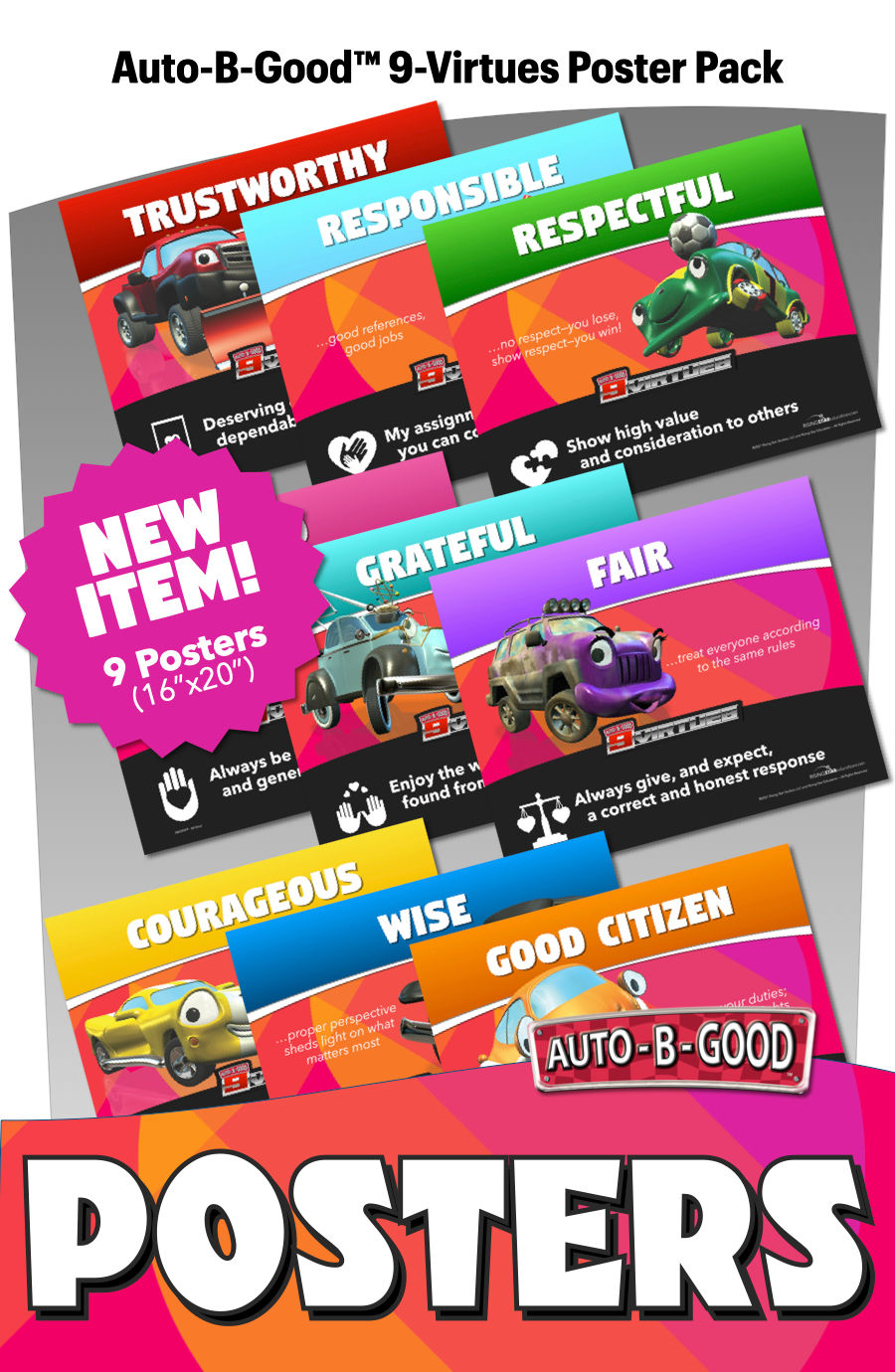 Auto-B-Good™ 9-Virtues // 9 Poster Pack (16x20) | RisingStarEducation