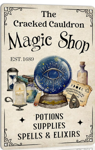 "Cracked Cauldron Magic Shop" Sign | Garden Of Lilith
