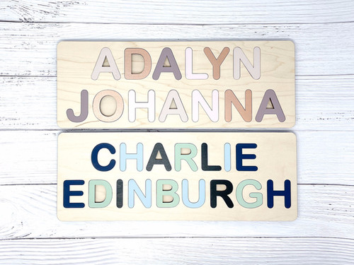Personalized Wooden Name Puzzle - Two Names | Love Letters Design
