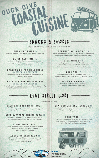 Duck Dive Debuts New Menu! – Eat, Drink, Be San Diego