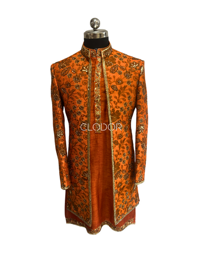 RUST EMBROIDERED SHRUG SET | Clodor