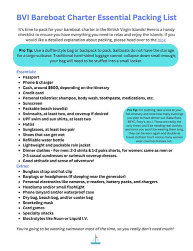 FREE BVI Packing Checklist | Prepare to Tack!
