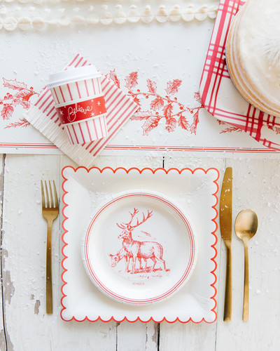 Believe White/Red Scalloped Plates | OhMy! Creative