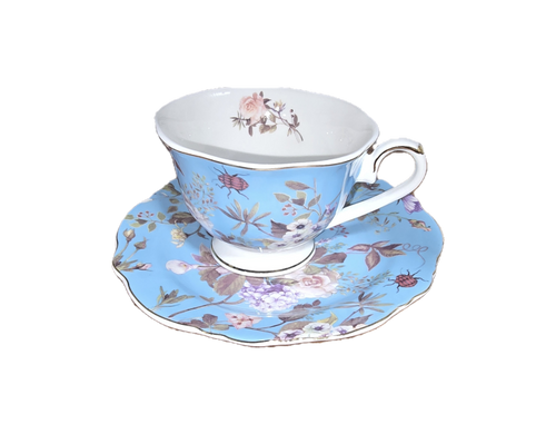 Blue Floral Teacup and Saucer | The Epic Find