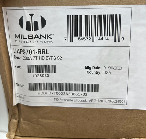 Milbank 200 Amp 3 Phase 7 Jaw Lever Bypass Meter Socket Bse Aluminum ...