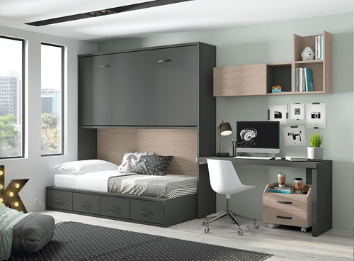 Lit d'enfant avec tiroirs + Lit escamotable NEO horizontal couchage ...