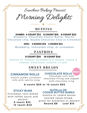 Ordering & Menus | Sunshine Baking