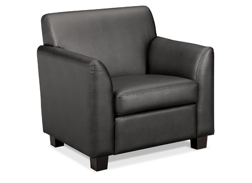 Black Leather Tailored Club Chair - Guest Seating | Discount Office ...