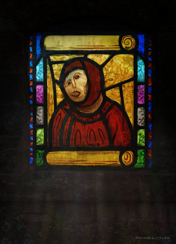 Potato/Monkey Jesus Stained-Glass Window