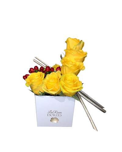 Small Square Fresh Floral Arrangement | Roses Dorees