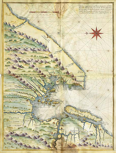 Mapa de toda a costa do Brasil - Bahía - datado de 1627 | GoianArte