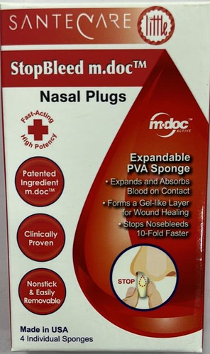 Santecare StopBleed Nasal Plug 4 individual sponges | wang-kee