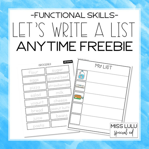 Let's Write a List Anytime Freebie | Miss Lulu