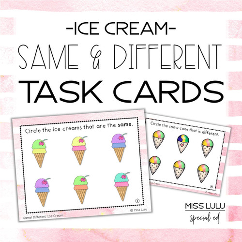 Same and Different Task Cards Summer Theme | Miss Lulu