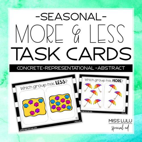 Seasonal More & Less Task Card Bundle | Miss Lulu