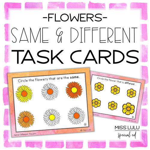Spring Flowers Same and Different Task Cards | Miss Lulu