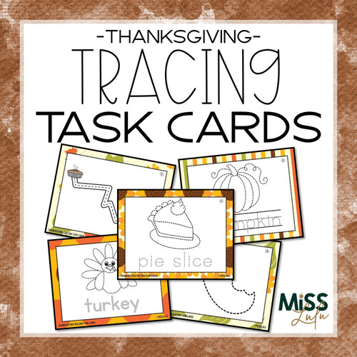 Thanksgiving Tracing Task Cards | Miss Lulu