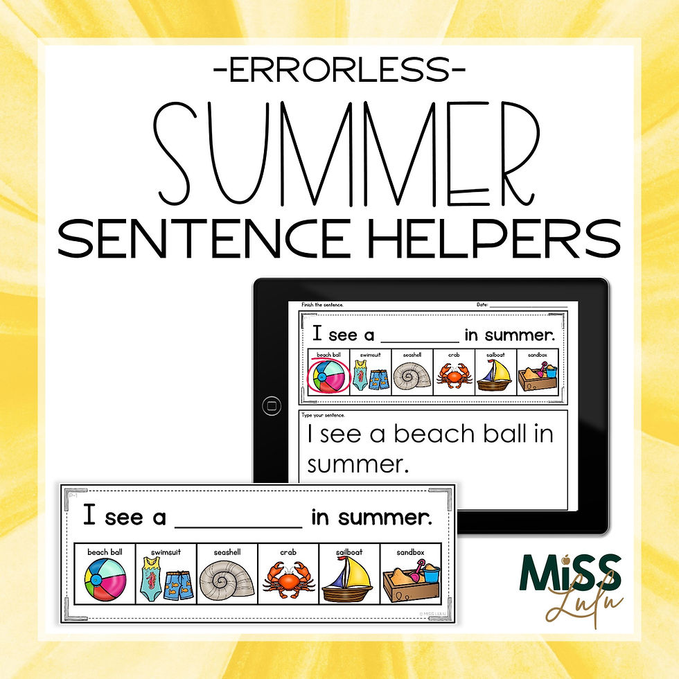 Summer Errorless Sentence Helpers - Printable and Digital | Miss Lulu