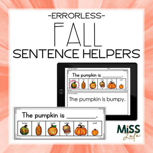 Fall Errorless Sentence Helpers - Printable and Digital | Miss Lulu