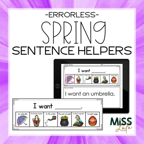 Spring Errorless Sentence Helpers - Printable and Digital | Miss Lulu