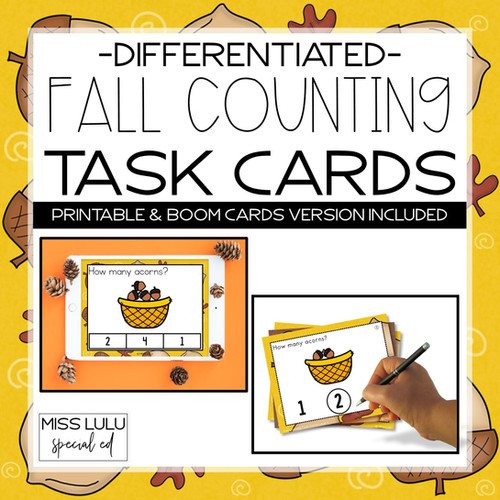 Fall Differentiated Counting to 20 Task Cards - Print & Digital | Miss Lulu