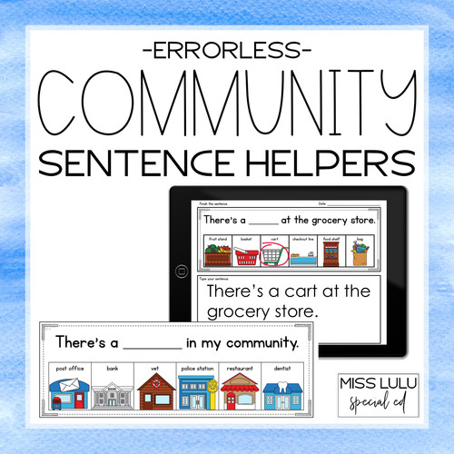 Community Themed Sentence Writing Resource for Special Education | Miss ...