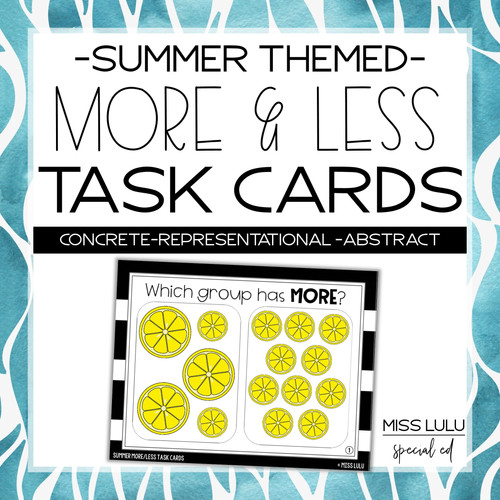 Summer More or Less Task Cards | Miss Lulu