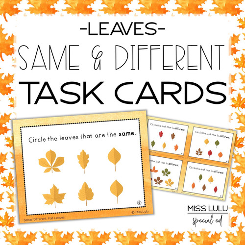 Fall Leaves Same and Different Task Cards | Miss Lulu